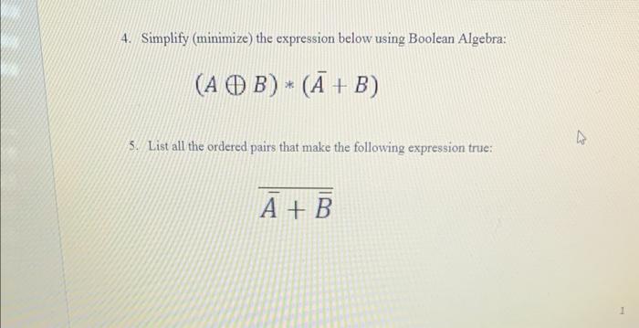 Solved 4 Simplify Minimize The Expression Below Using