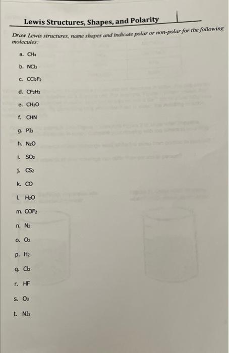 Solved Lewis Structures, Shapes, and Polarity Draw Lewis | Chegg.com