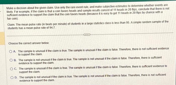 Solved Make a decision about the given claim. Use only the | Chegg.com