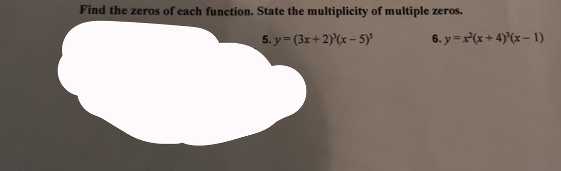 Solved Find the zeros of each function. State the | Chegg.com