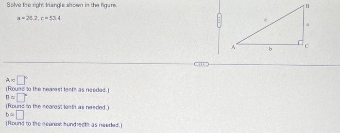Solved Solve The Right Triangle Shown In The Figure