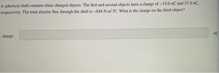 Solved A spherical shell contains three charged objects. The | Chegg.com
