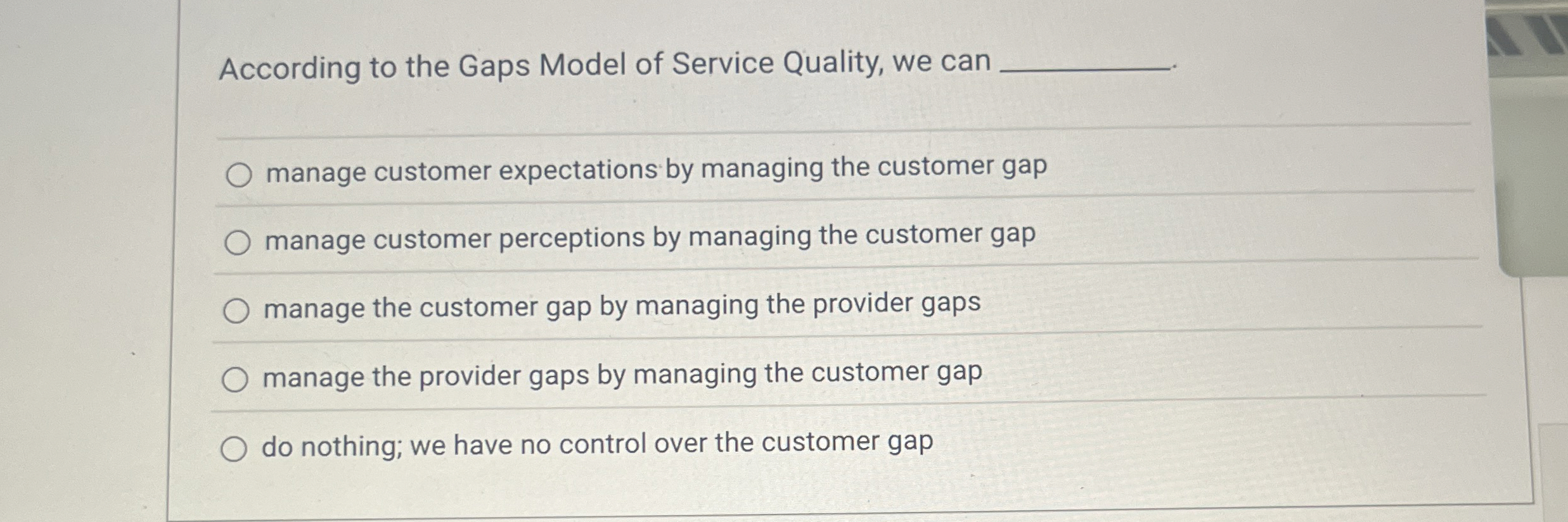 Solved According to the Gaps Model of Service Quality, we | Chegg.com
