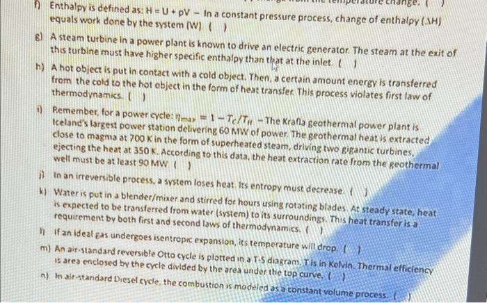 Solved Enthalpy is defined as: H=U+pV - In a constant | Chegg.com