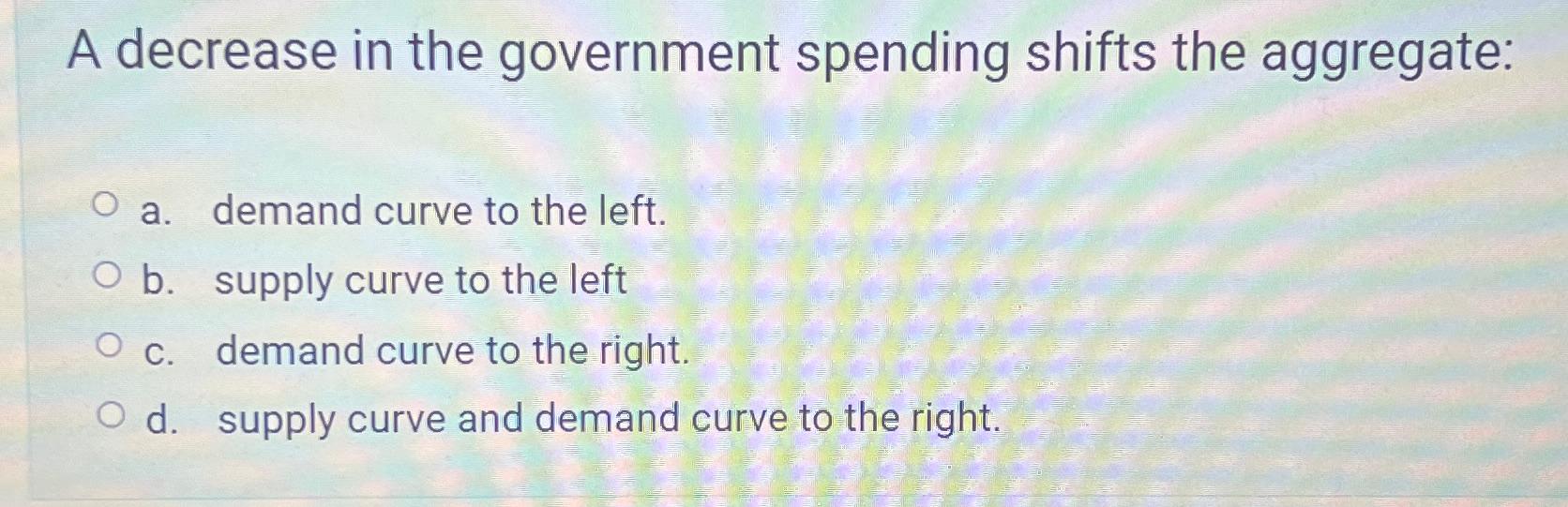 Solved A decrease in the government spending shifts the | Chegg.com