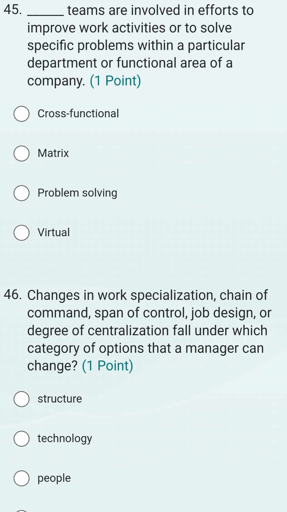Solved teams are involved in efforts to improve work | Chegg.com