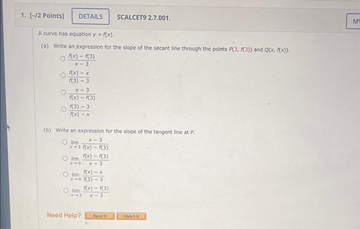 Solved A curve has equation y=f(x). (a) Write an expression | Chegg.com