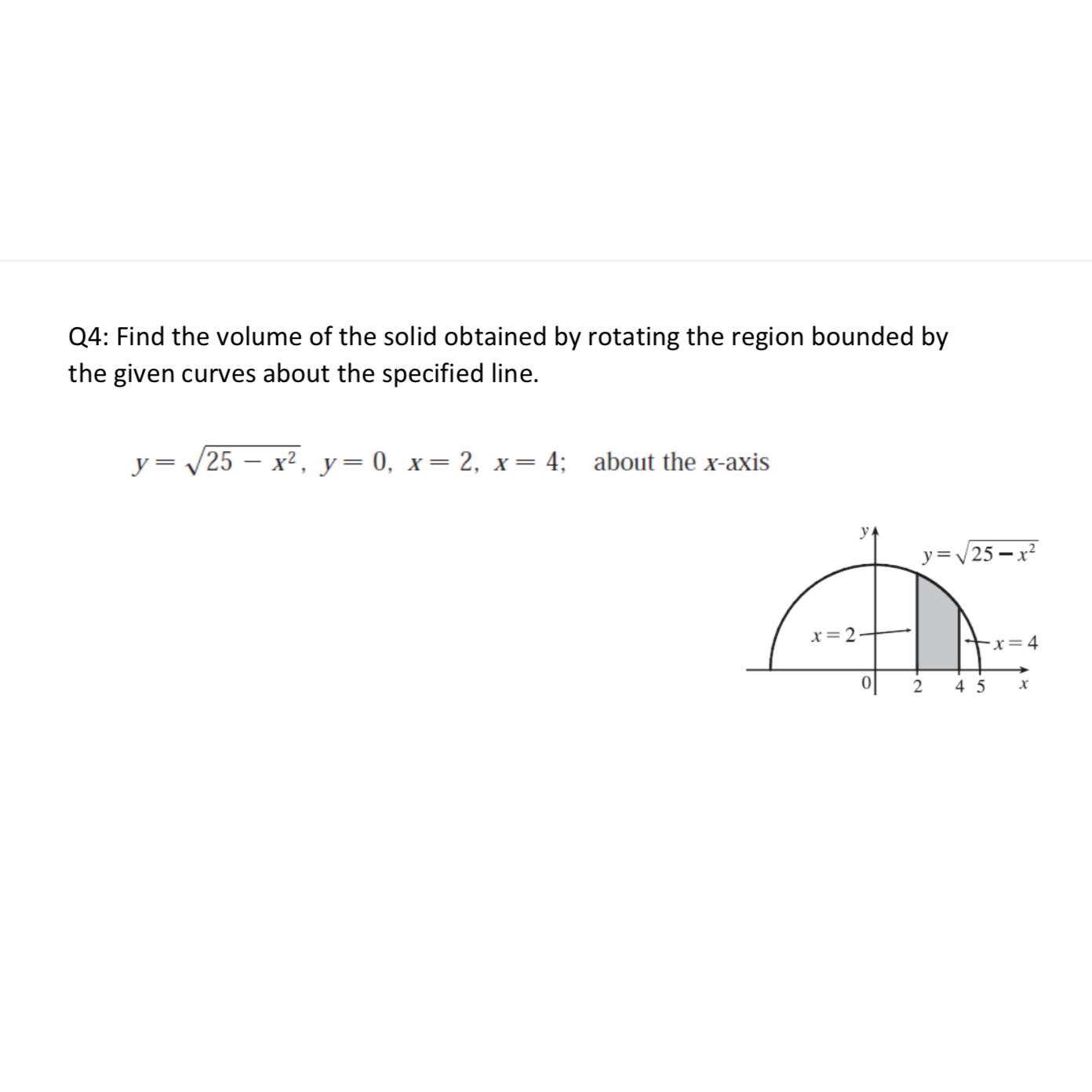 Solved Find the volume of the solid obtained by rotating the | Chegg.com