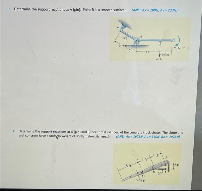 Solved 3. Determine the support reactions at A (pin). Point | Chegg.com