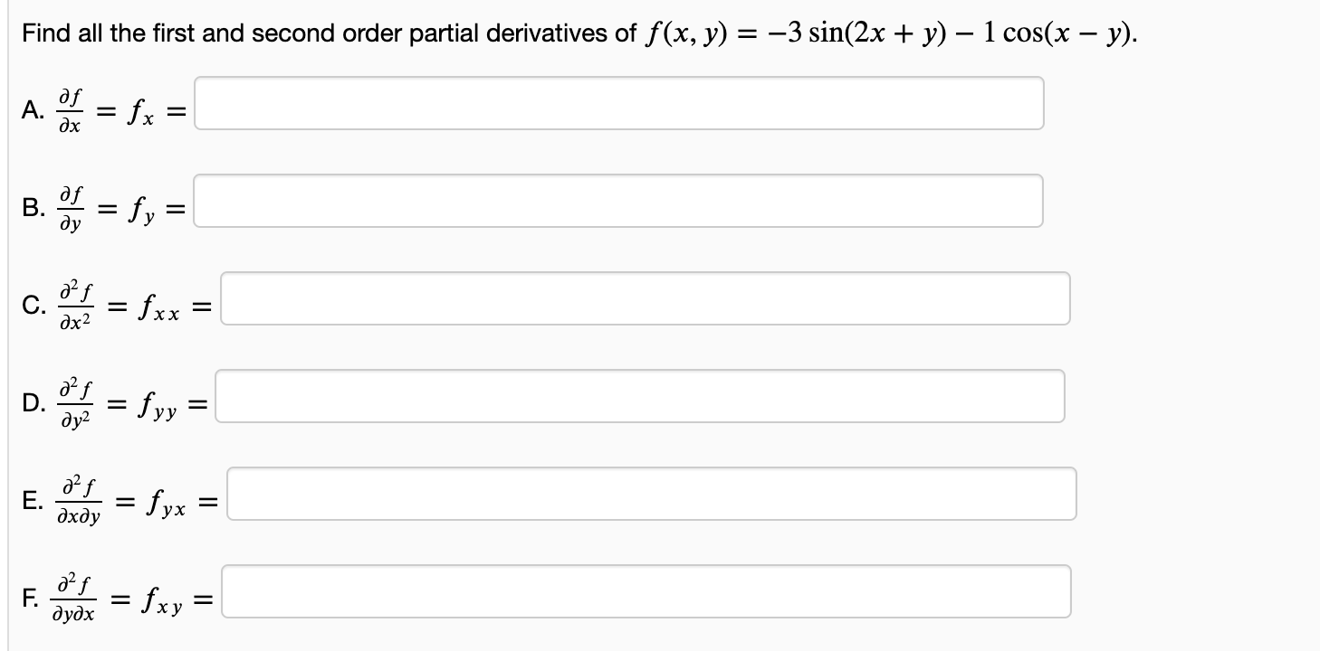 Solved Find all the first and second order partial | Chegg.com