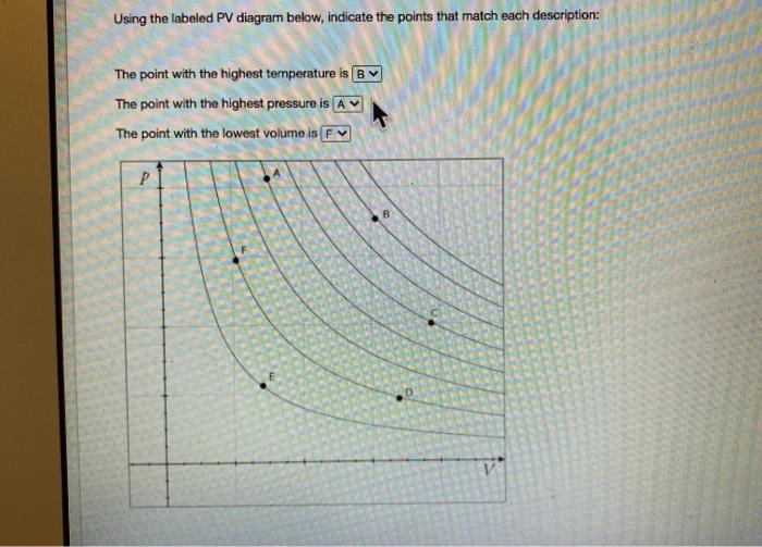 Solved Using the labeled PV diagram below, indicate the | Chegg.com