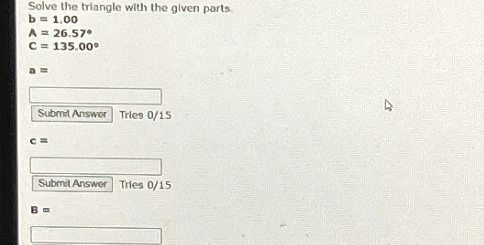 Solved Solve the triangle with the given | Chegg.com