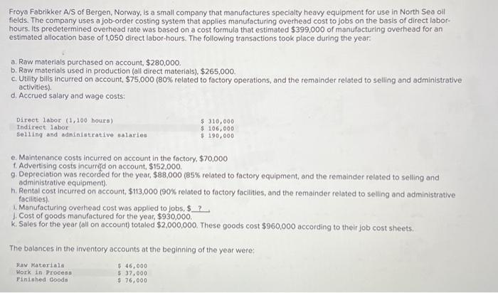 Solved 3. Raw materials purchased on account, $280,000 b. | Chegg.com
