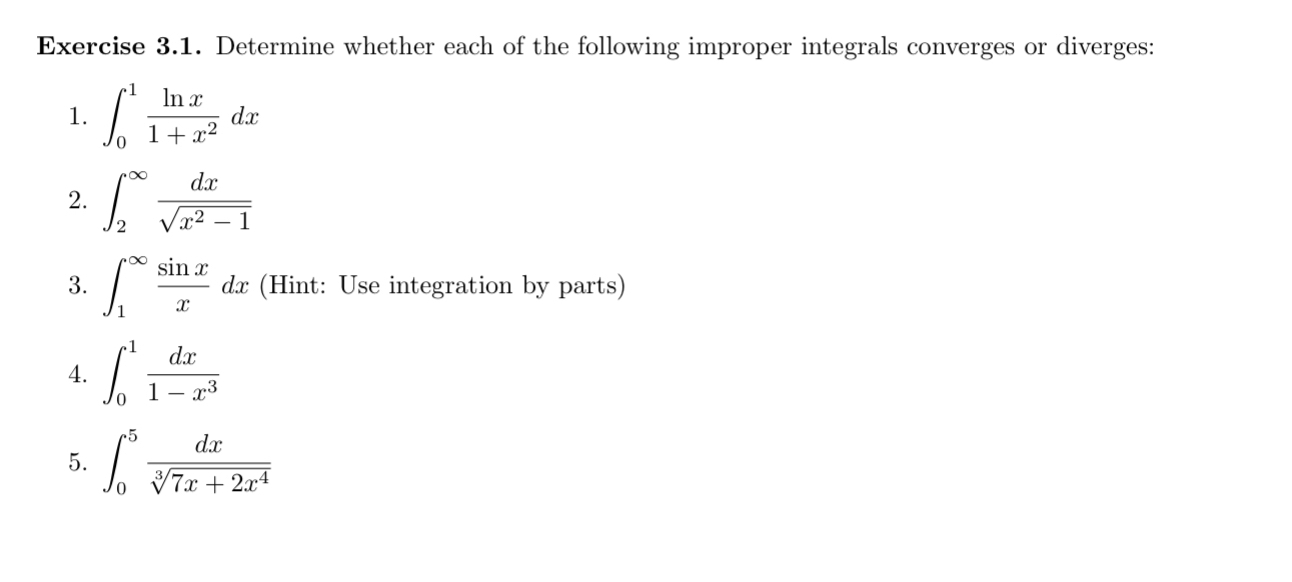 Solved Exercise 3.1. ﻿Determine whether each of the | Chegg.com