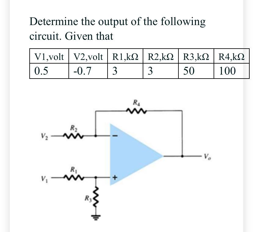 Solved Determine the output of the following circuit. Given | Chegg.com