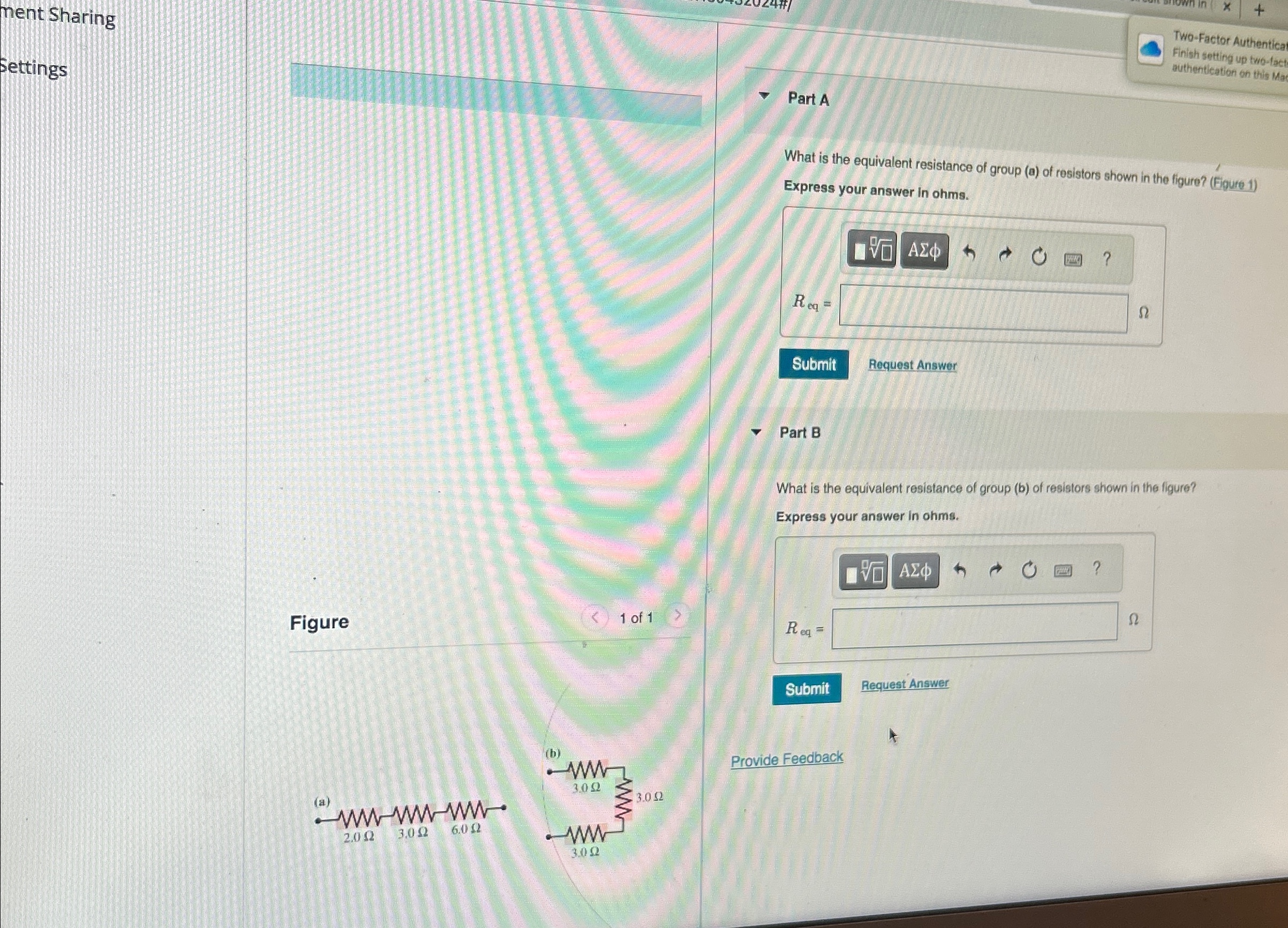 Solved ment SharingTwo-Factor AuthenticaFinist setting up | Chegg.com