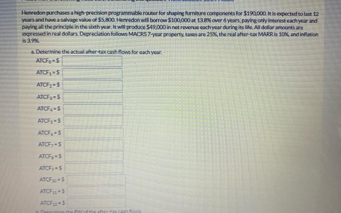 Solved Henredon purchases a high-precision programmable | Chegg.com