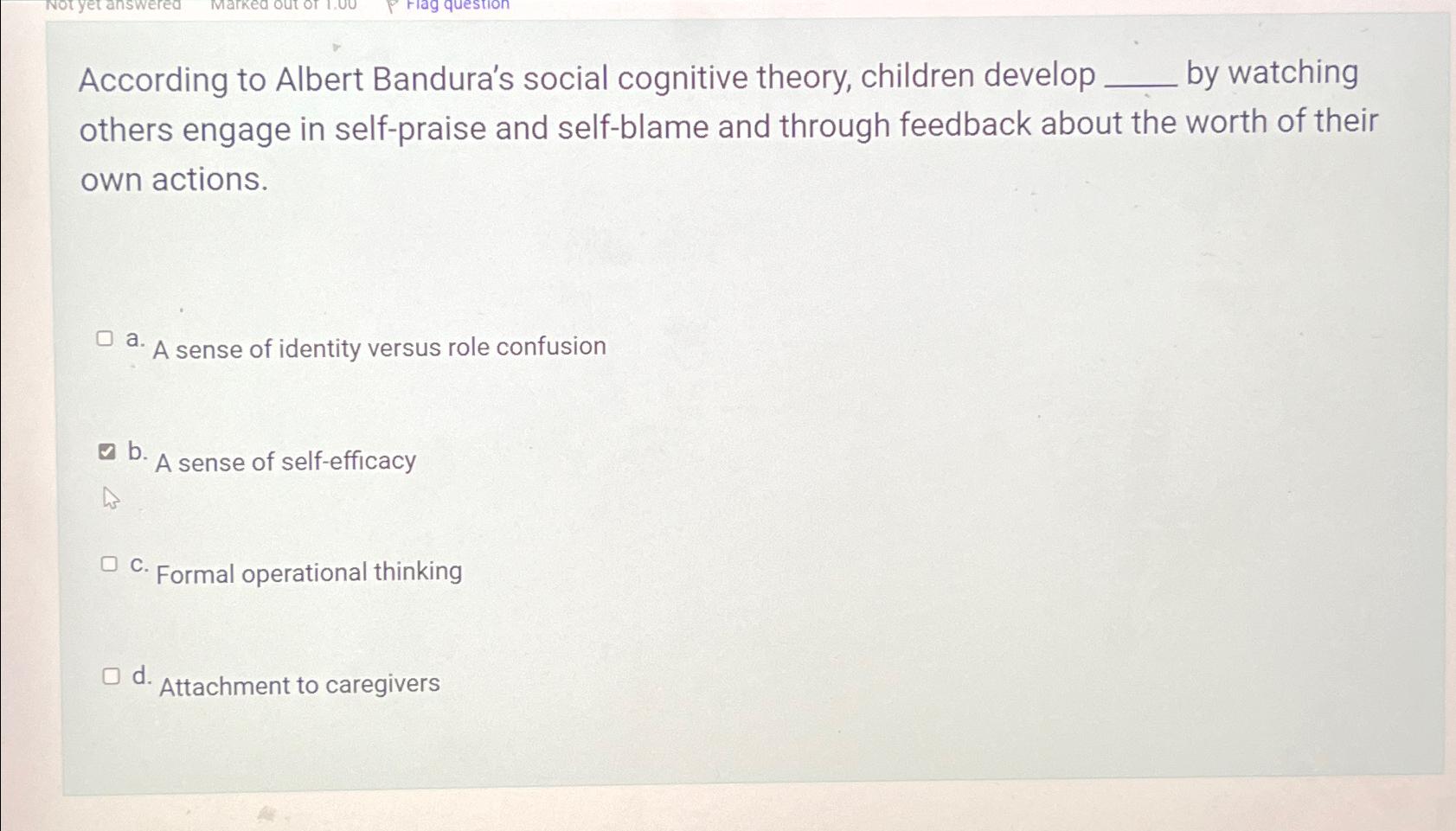 Solved According to Albert Bandura's social cognitive | Chegg.com