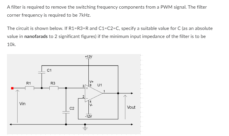 A filter is required to remove the switching | Chegg.com