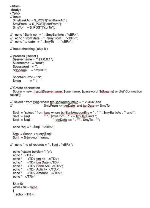 Solved Database tables Customer table BankAccount table | Chegg.com