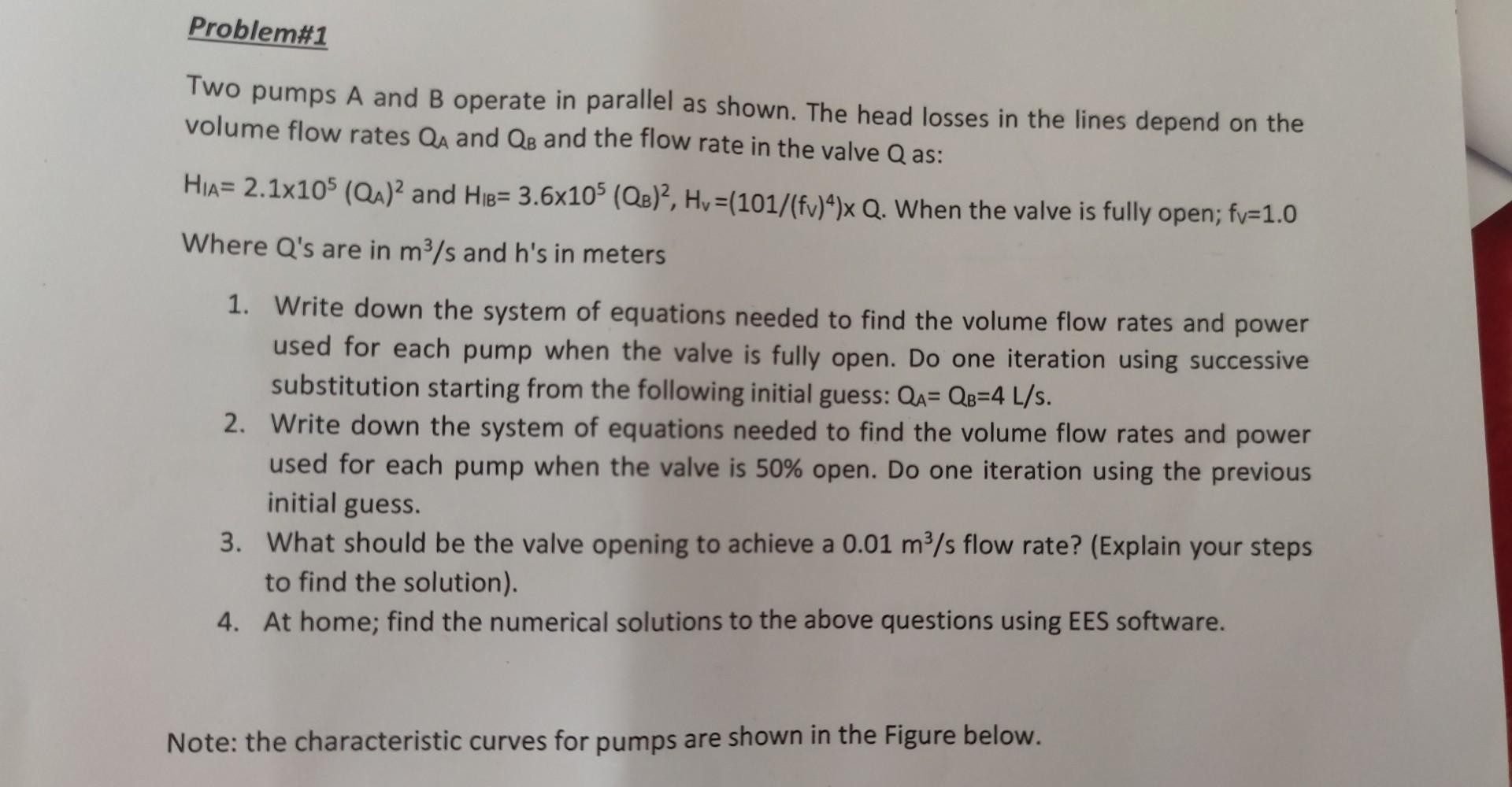 Solved Two pumps A and B operate in parallel as shown. The | Chegg.com