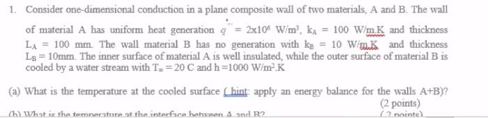 Solved 1. Consider one-dimensional conduction in a plane | Chegg.com