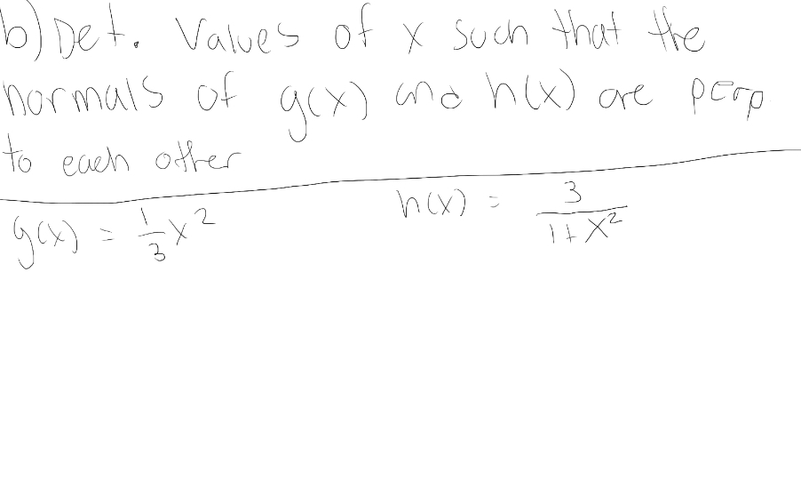 Solved b) ﻿Det. Values of x ﻿such that thehormals of g(x) | Chegg.com