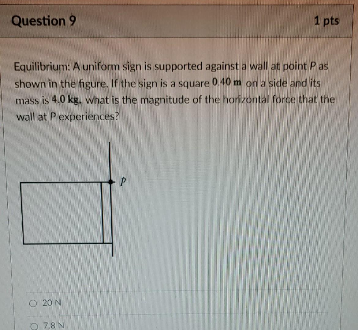 Solved Equilibrium: A uniform sign is supported against a | Chegg.com