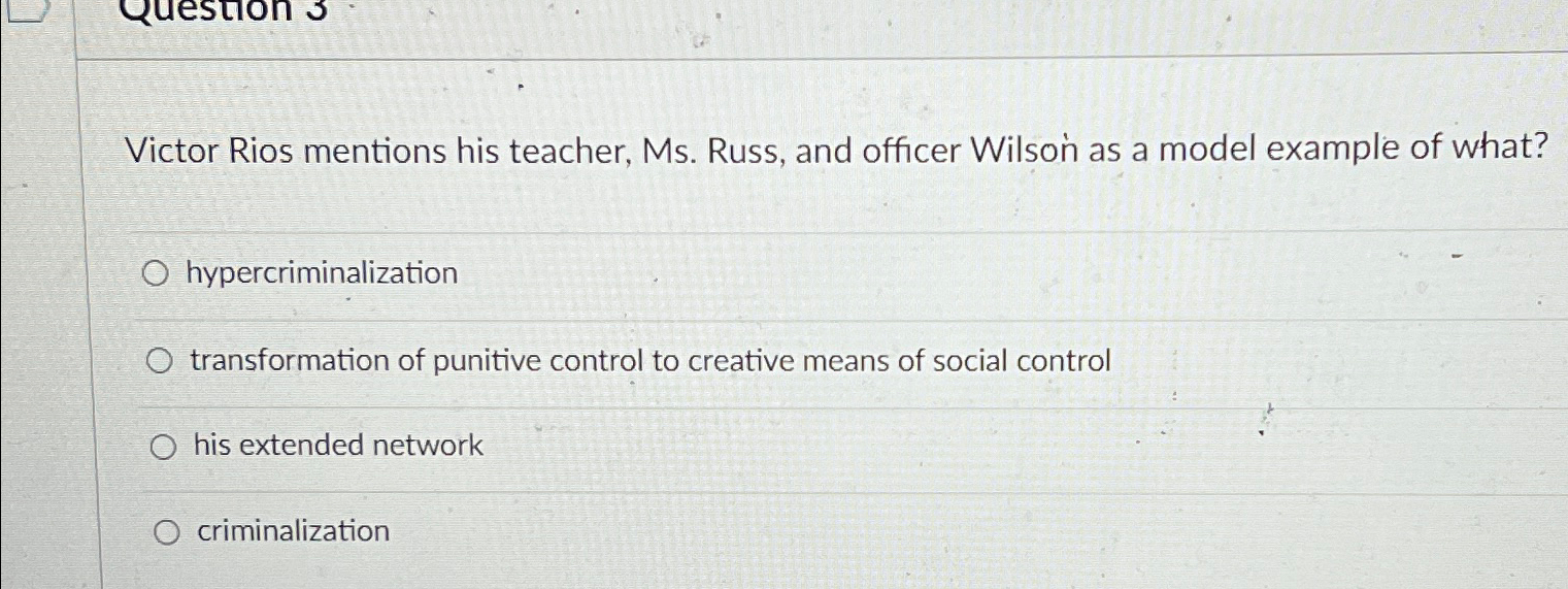 Solved Victor Rios mentions his teacher, Ms. ﻿Russ, and | Chegg.com