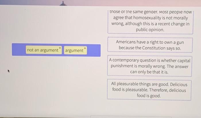 For each of the following, apply the label “argument" | Chegg.com
