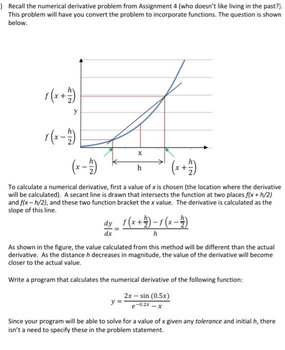 Solved Recall the numerical derivative problem from | Chegg.com