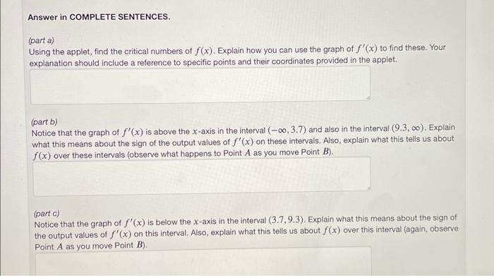 Solved The applet above shows the graph of the derivative, | Chegg.com