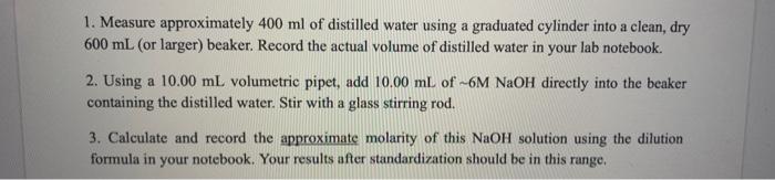 Solved 1. Measure approximately 400 ml of distilled water | Chegg.com