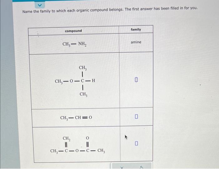  Solved HELP PLS Name The Family To Which Each Organic Com