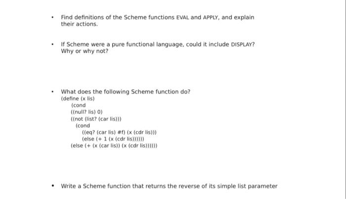 Solved Find definitions of the Scheme functions EVAL and | Chegg.com