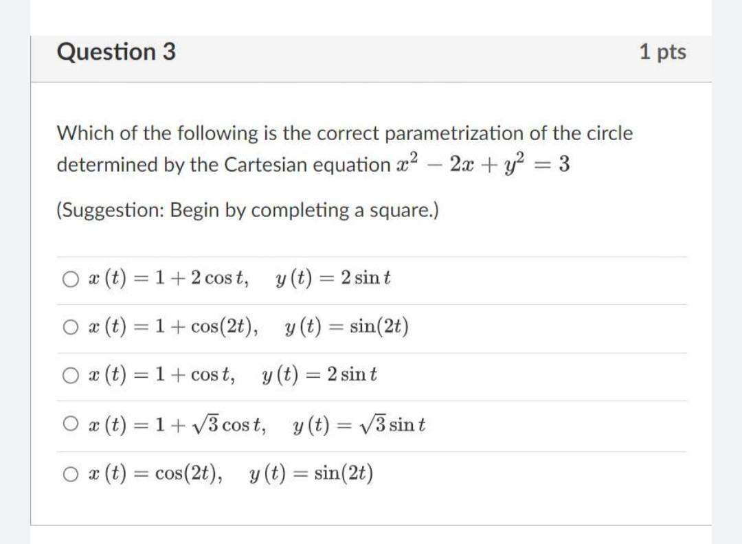 Solved Match the parametric equations with the correct graph | Chegg.com