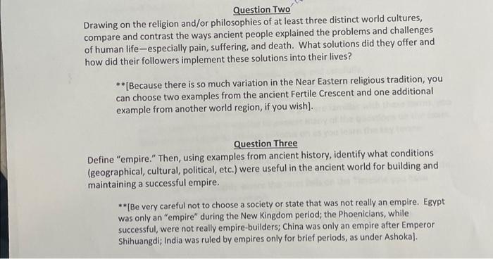 Question Two Drawing on the religion and/or | Chegg.com
