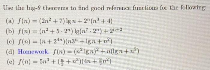 Solved Use the big- θ theorems to find good reference | Chegg.com
