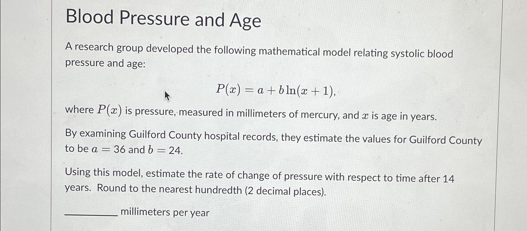 Solved Blood Pressure and AgeA research group developed the | Chegg.com