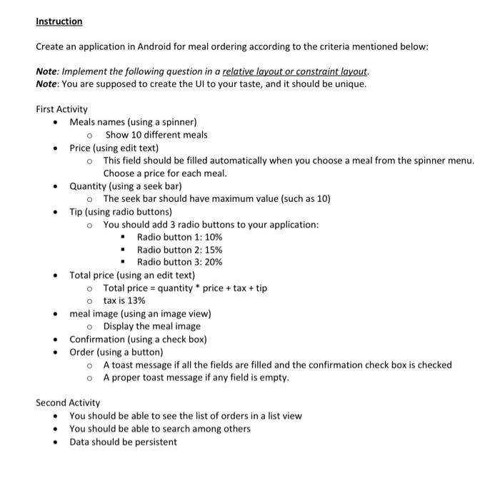 Solved Please use android studio to answer this using java | Chegg.com