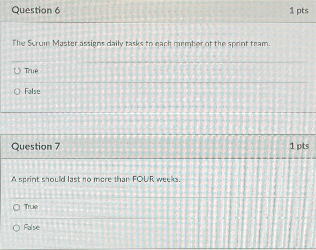 Solved Question 61 ﻿ptsThe Scrum Master assigns daily tasks | Chegg.com