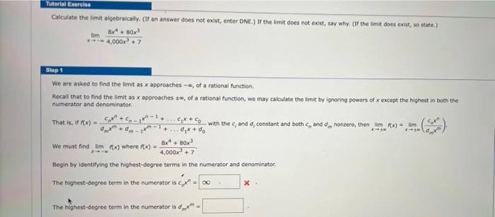 Solved Tutorial Exercise Calculate The Limit Algebraically