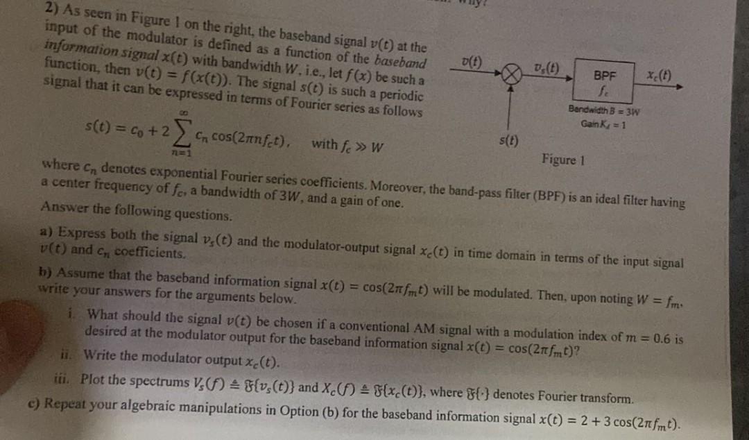 Solved 2) As seen in Figure 1 on the right, the baseband | Chegg.com