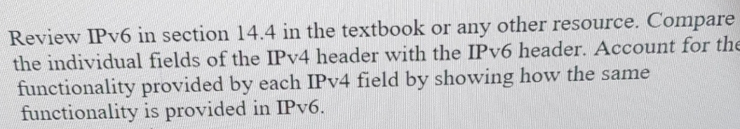 Solved Review IPv6 ﻿in section 14.4 ﻿in the textbook or any | Chegg.com