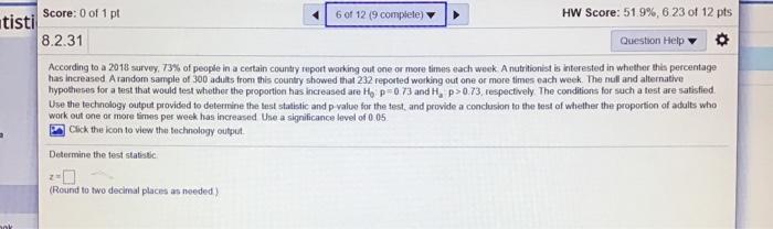 Solved Tisti Score 0 Of 1 Pt 6 Of 12 9 Complete Hw