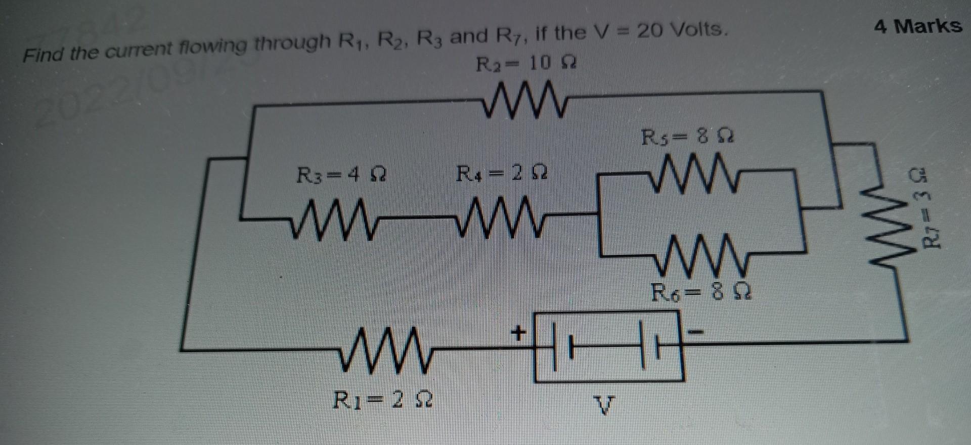 Solved Find the current flowing through R1,R2,R3 and R7, if | Chegg.com