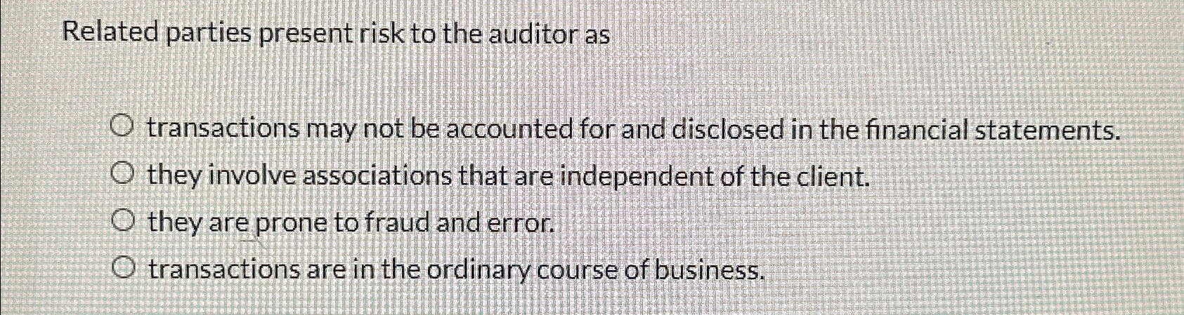 Solved Related parties present risk to the auditor | Chegg.com