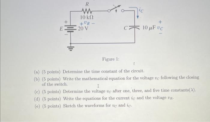 Solved Figure 1: (a) (5 points) Determine the time constant | Chegg.com
