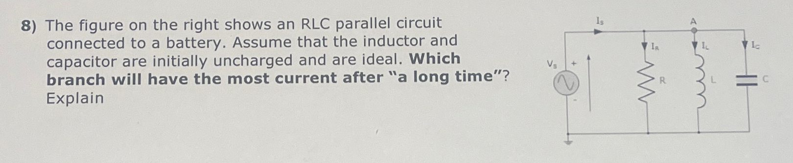 Solved The figure on the right shows an RLC parallel circuit | Chegg.com