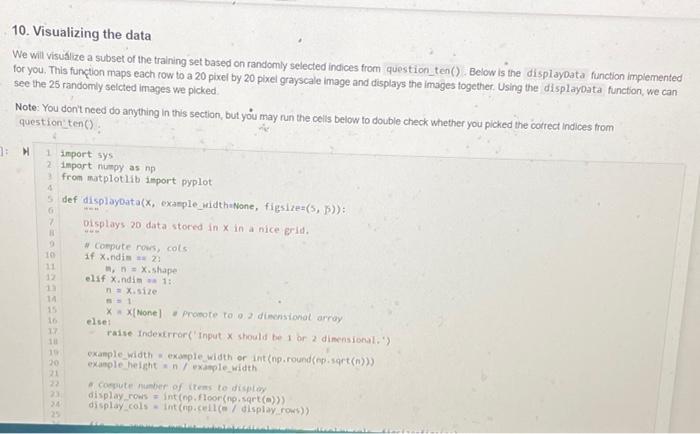 Solved 10. Visualizing the data We wil visualize a subset of | Chegg.com